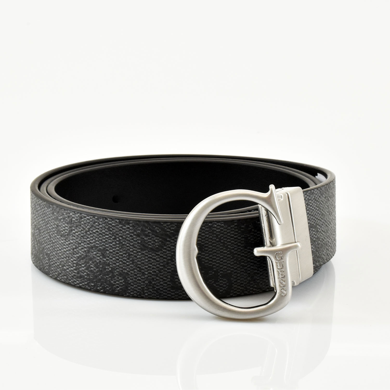 Guess VEZZOLA ADJ & REV BELT Μαύρο Logo - Polychronakis Shop