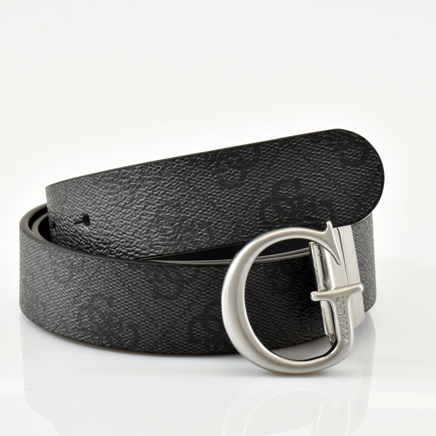 Guess VEZZOLA ADJ & REV BELT Μαύρο Logo - Polychronakis Shop
