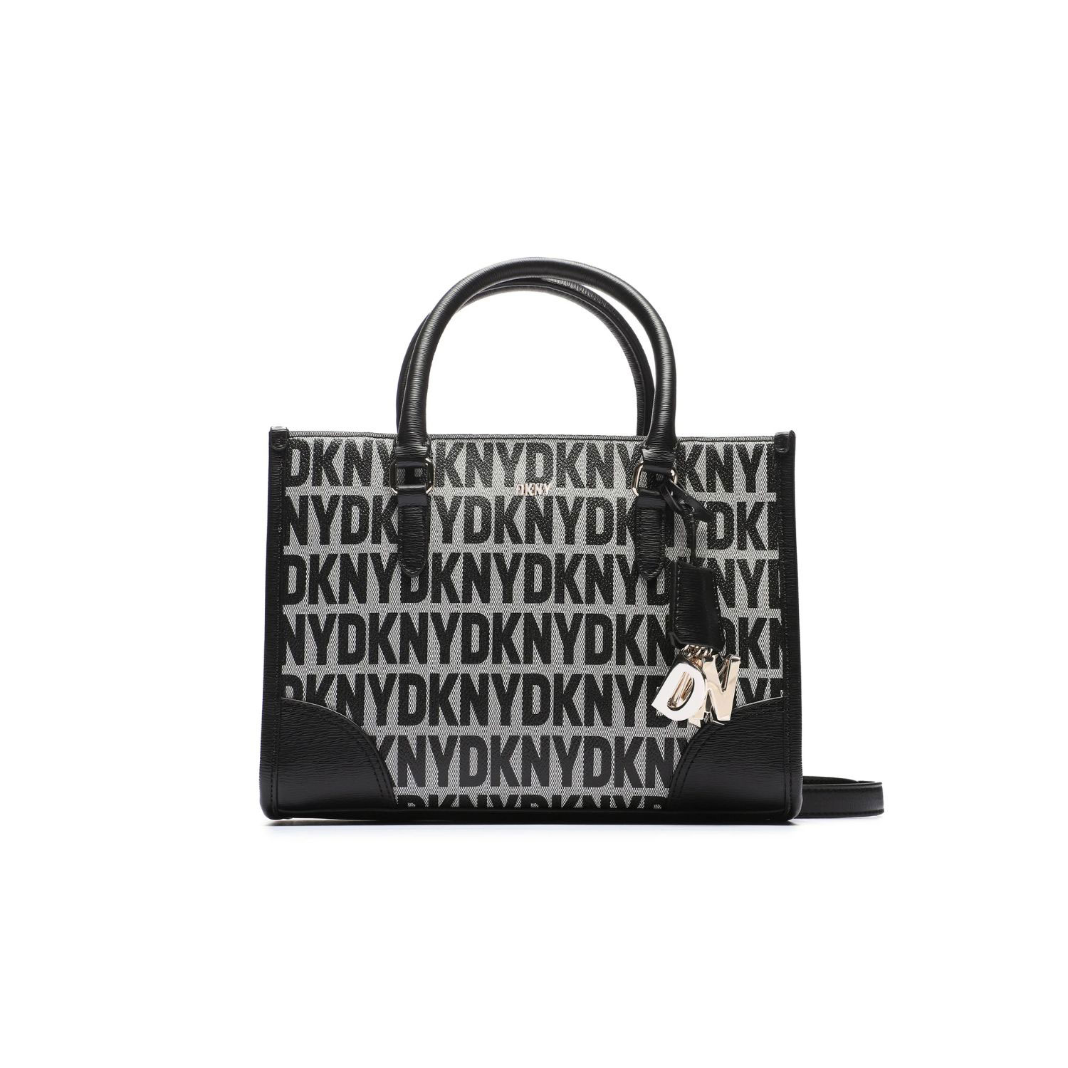 DKNY Perri Box Satchel Μαύρο Logo - Polychronakis Shop